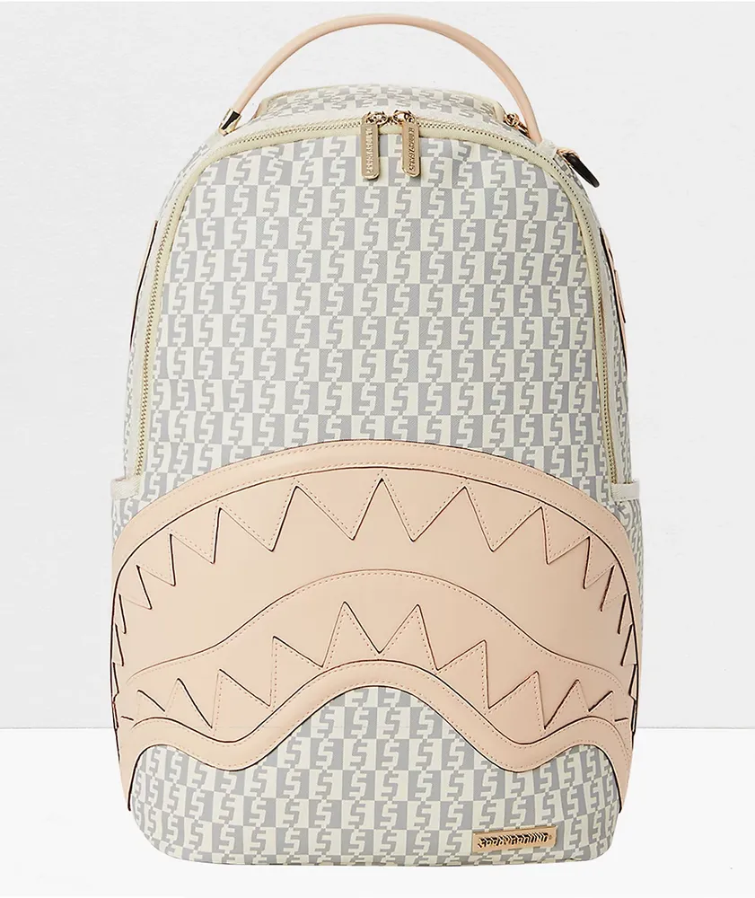 Sprayground Rose Money Checkered White & Grey Backpack | CoolSprings ...