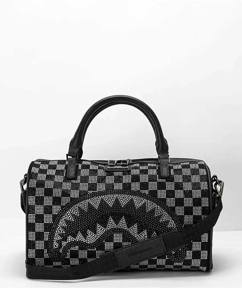 Sprayground Trinity Black & Grey Checker Mini Duffel Bag | Hamilton Place