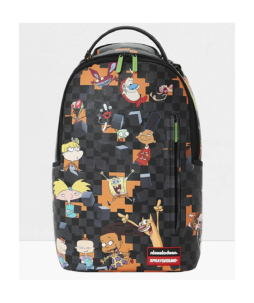 Sprayground x Nickelodeon Nicktoons Bust Through Black & Grey Checkered ...