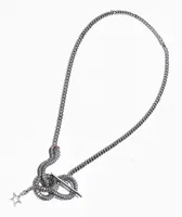 Stone + Locket Snake Bite 18" Silver Chain Necklace | Mall of America®