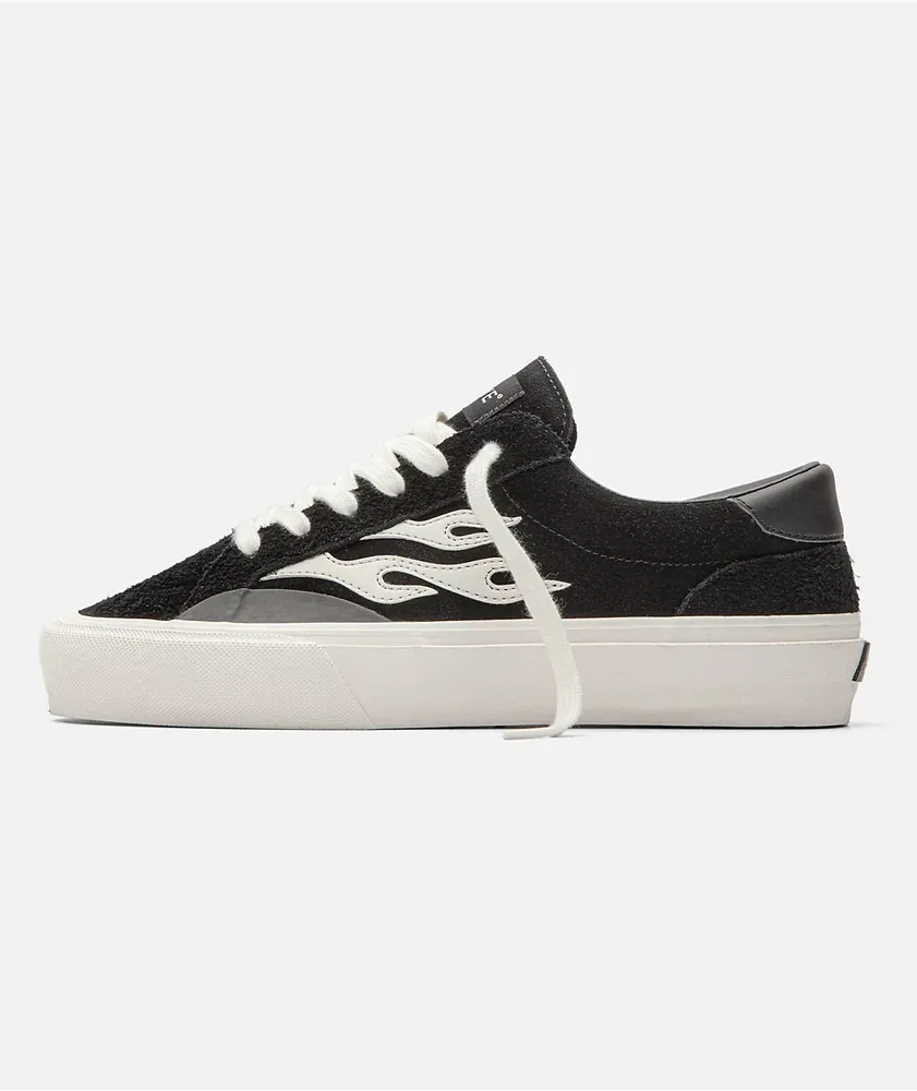 Straye Logan Flame Black & White Suede Skate Shoes | Mall of America®