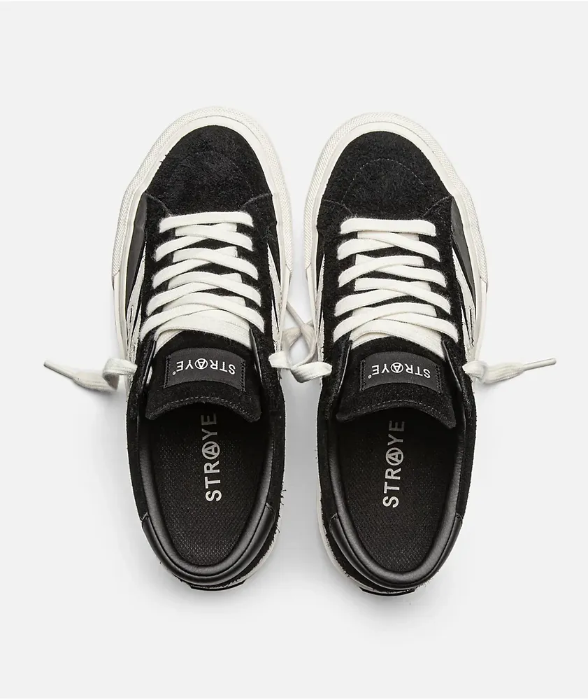 Straye Logan Flame Black & White Suede Skate Shoes | Mall of America®