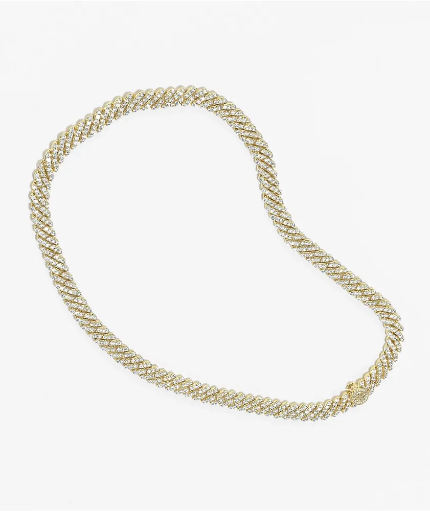 The Gold Gods Straight Diamond & Gold 8mm Cuban Chain Necklace | Mall ...