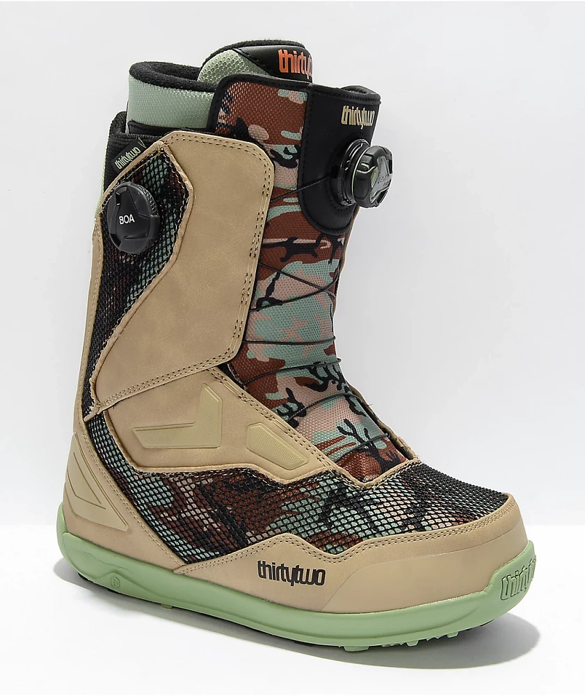 ThirtyTwo TM-2 Double Boa Tan & Camo Snowboard Boots 2022 | Hamilton Place
