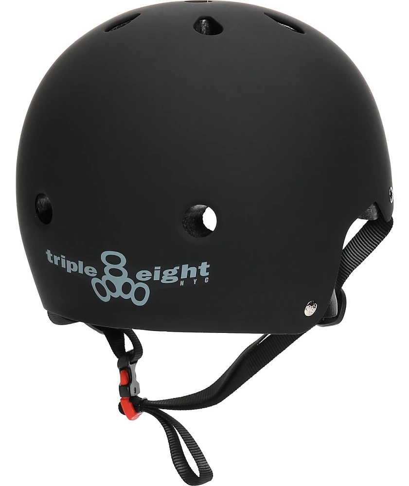 Triple Eight Dual Certified Black Rubber Skateboard Helmet | Mall of ...