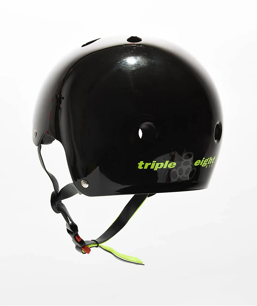 Triple Eight Dual Certified Black Zest Gloss Skateboard Helmet | Mall ...
