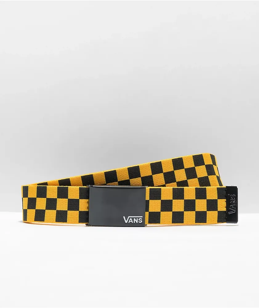 Vans Deppster Yellow & Black Checkerboard Web Belt | Hamilton Place