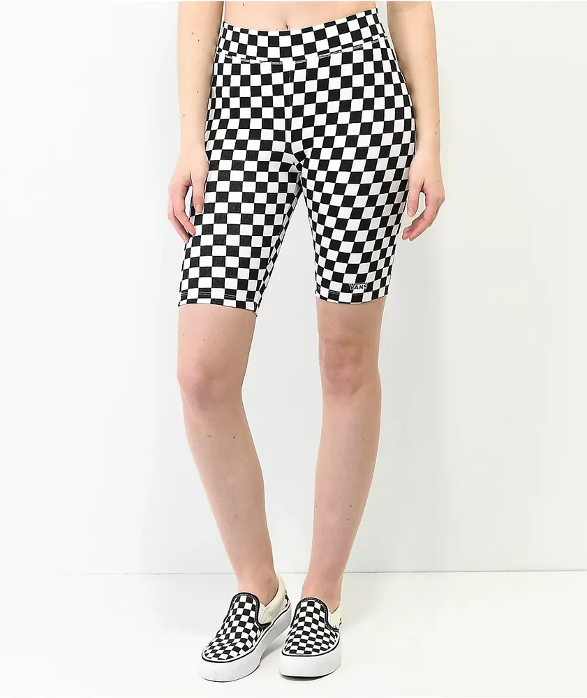 Vans Flying V Black & White Checkered Bike Shorts | Hamilton Place