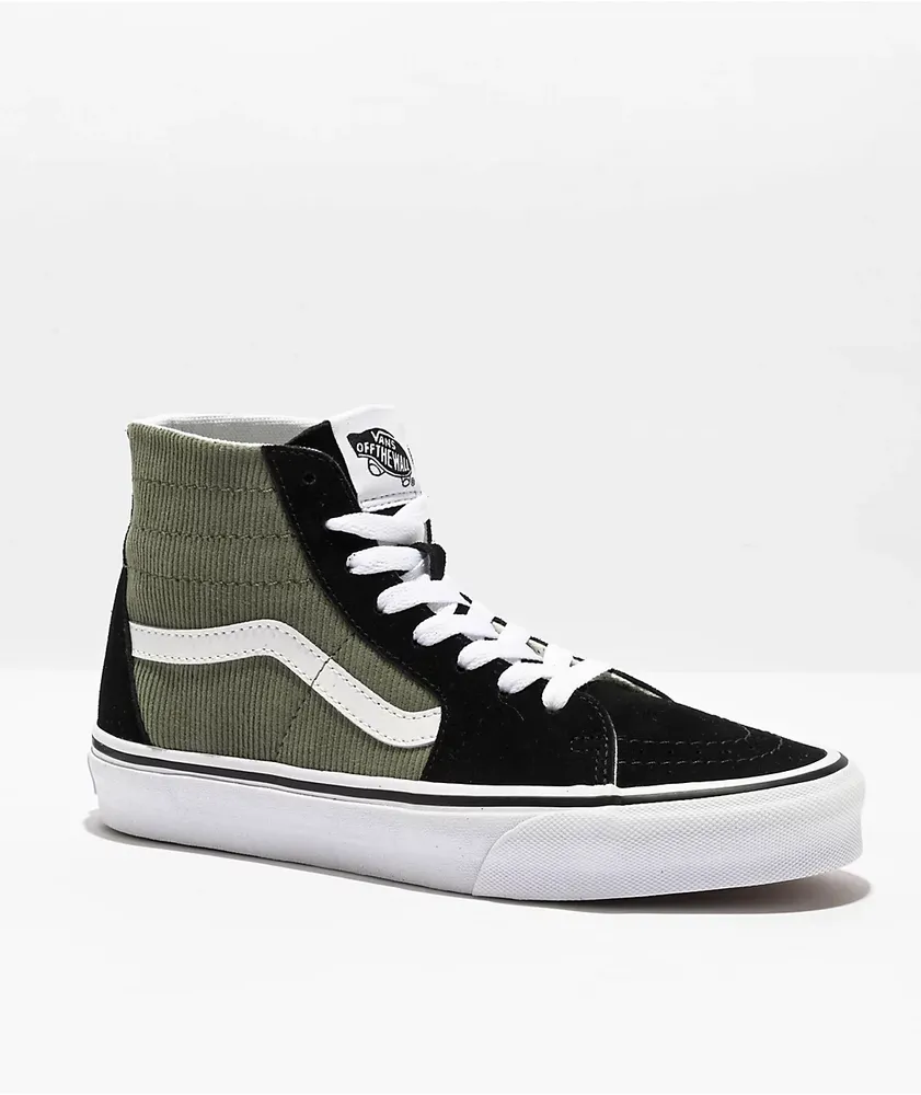 Vans SK8-Hi Tapered Corduroy Black & Green Skate Shoes | Hamilton Place