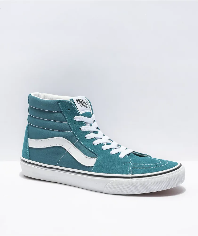Vans Sk8-Hi Blue Coral & White Skate Shoes | Hamilton Place
