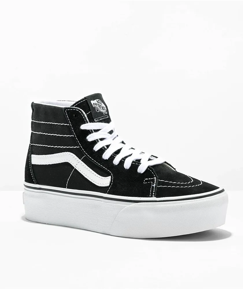 Vans Sk8-Hi Tapered Stackform Black & White Platform Shoes | Hamilton Place
