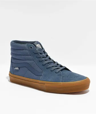 Vans Sk8-Hi Blue Coral & White Skate Shoes | Hamilton Place