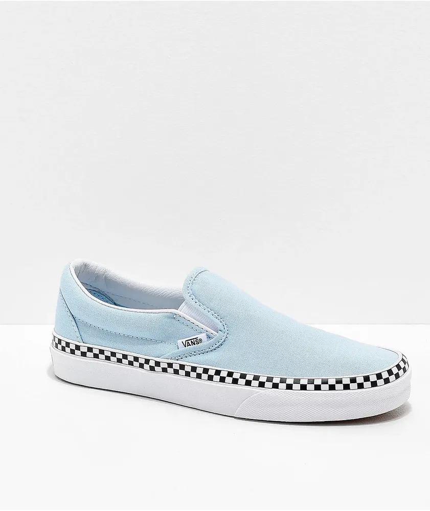 Vans Slip-On Cool Blue & Checkerboard Skate Shoes | Hamilton Place