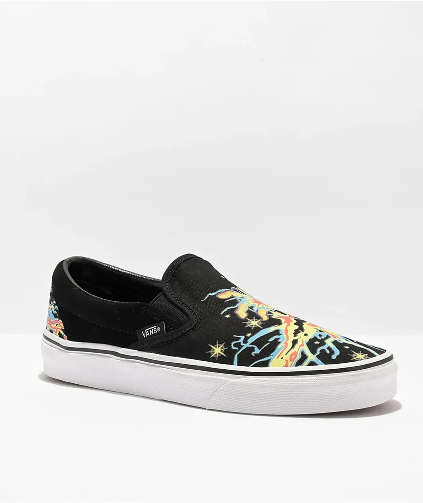 Vans Slip-On Glow Wizard Black & White Skate Shoes at CoolSprings ...