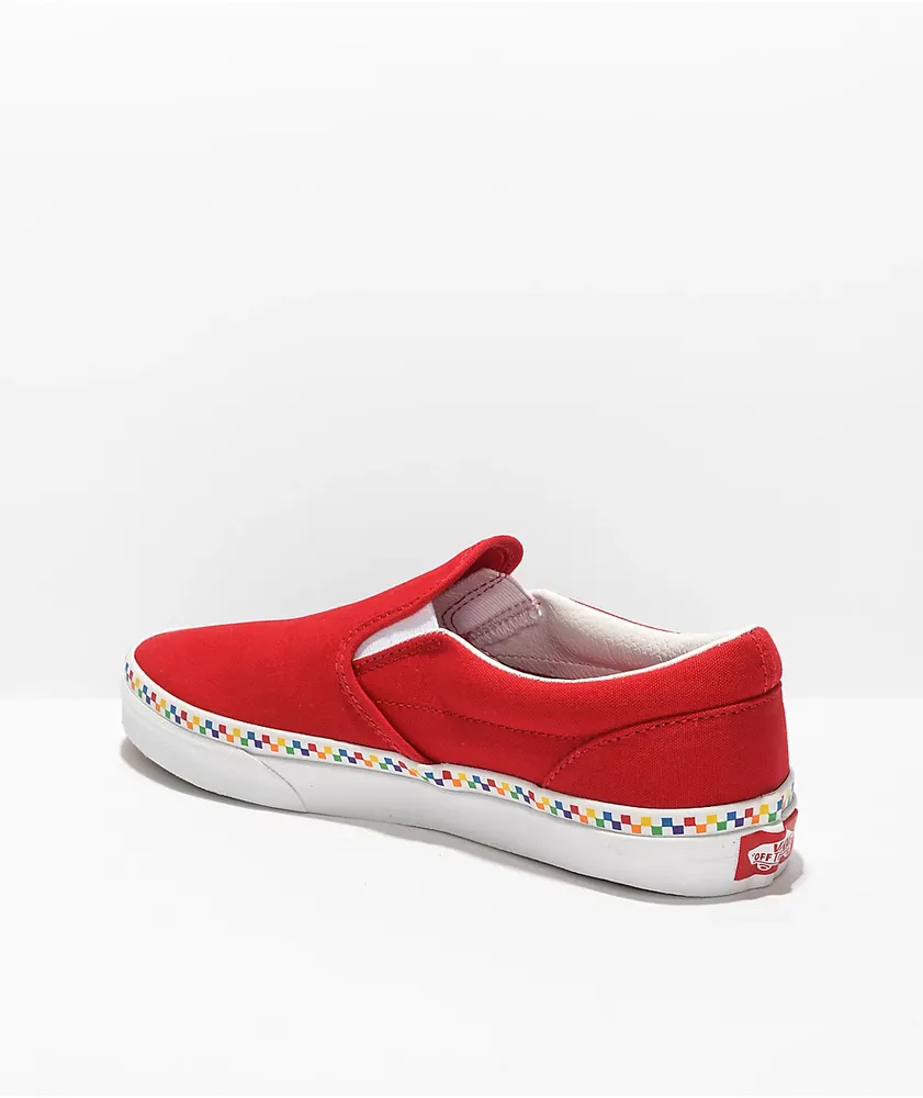 Vans Slip-On Rainbow Checkerboard Red Skate Shoes at Mall of America ...