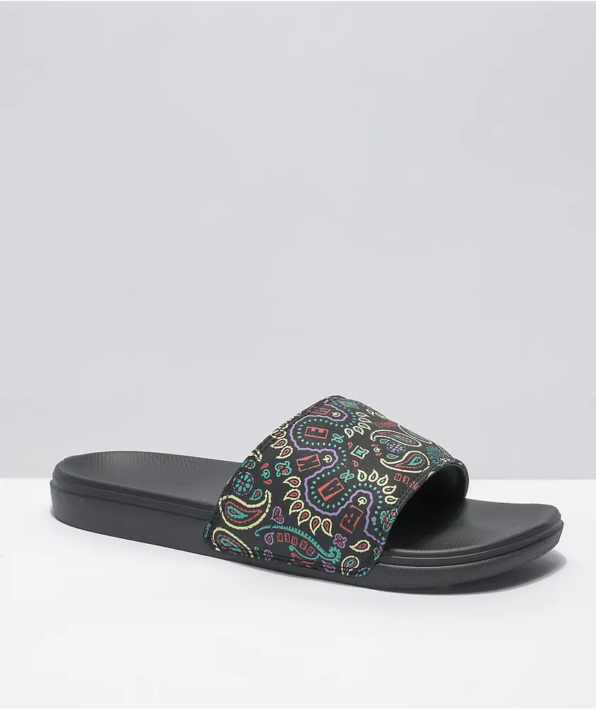 Vans x Baker Bandana Black & Multi Slide Sandals | Hamilton Place