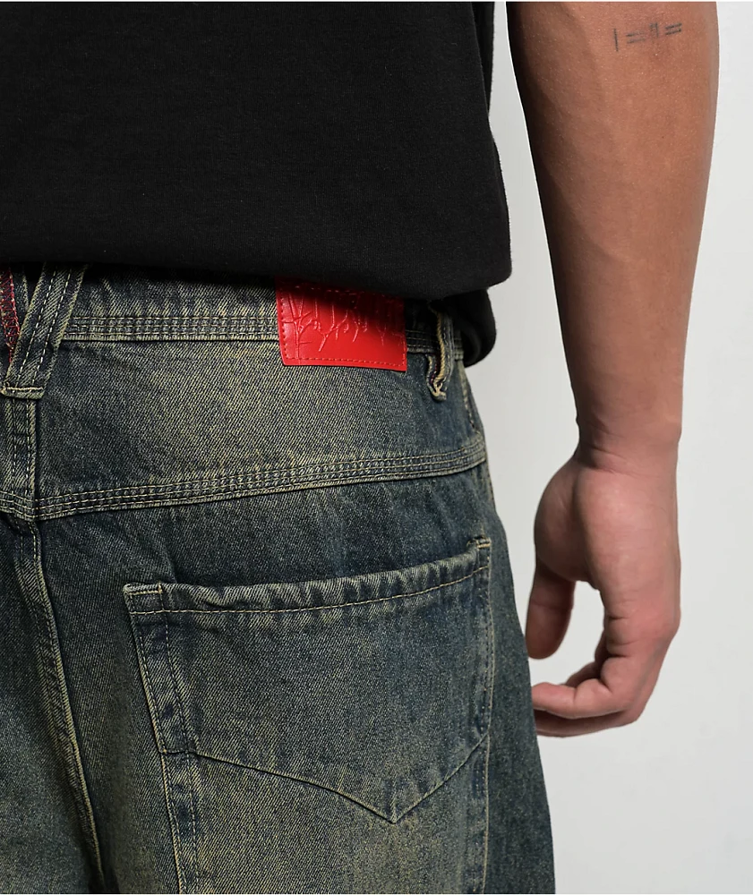 Vitriol Respawn Embroidered Blue Wash Ultra Wide Jeans | Mall of America®