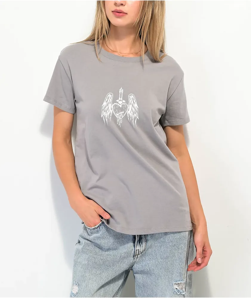 Vitriol Wounded Angel Grey Crop T-Shirt at Hamilton Place in ...