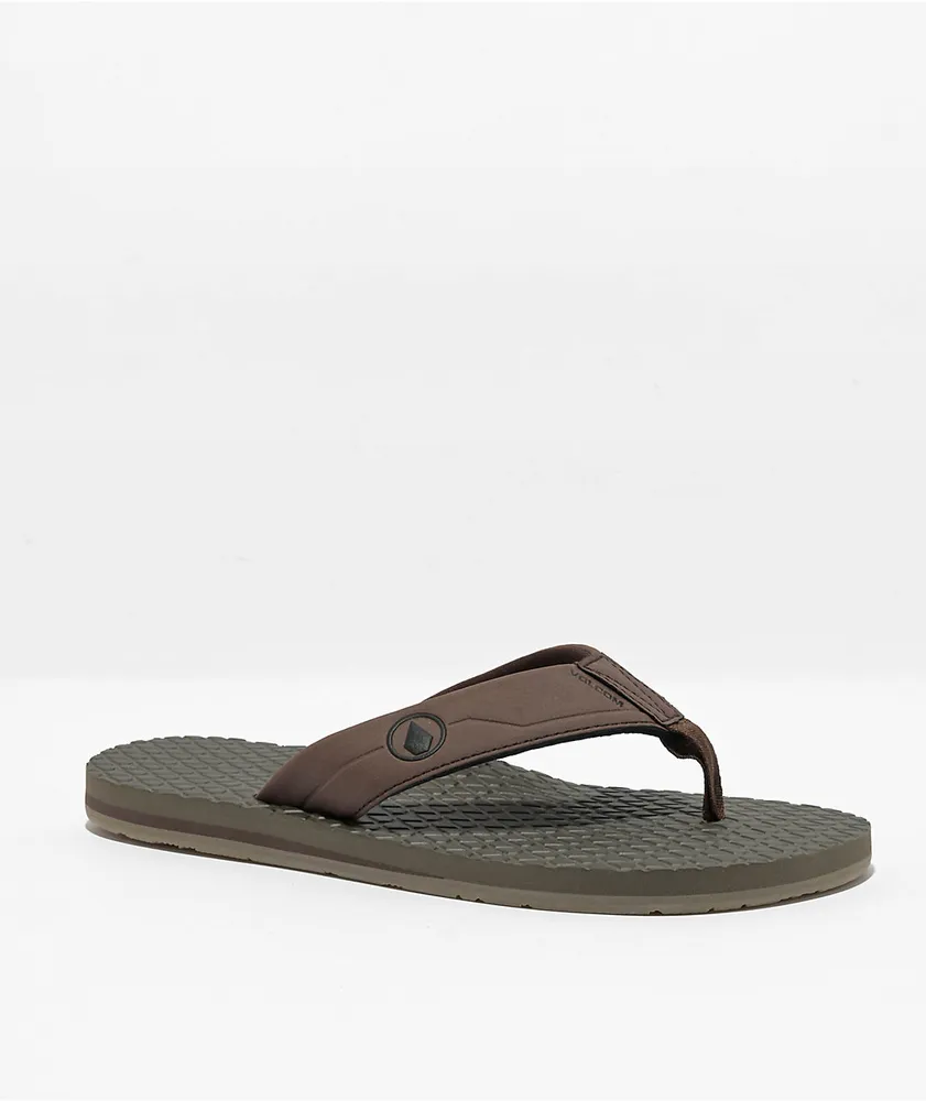 Volcom Eco Recliner 2 Brown Leather Sandals | Hamilton Place