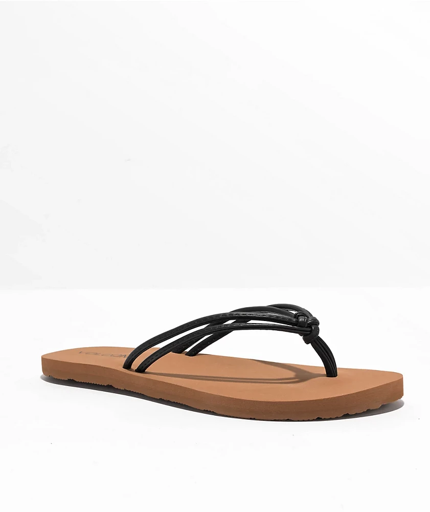 Volcom Forever & Ever Black & Tan Sandals | Hamilton Place