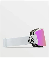 Volcom Garden Matte White & Pink Chrome Snowboard Goggles | Hamilton Place
