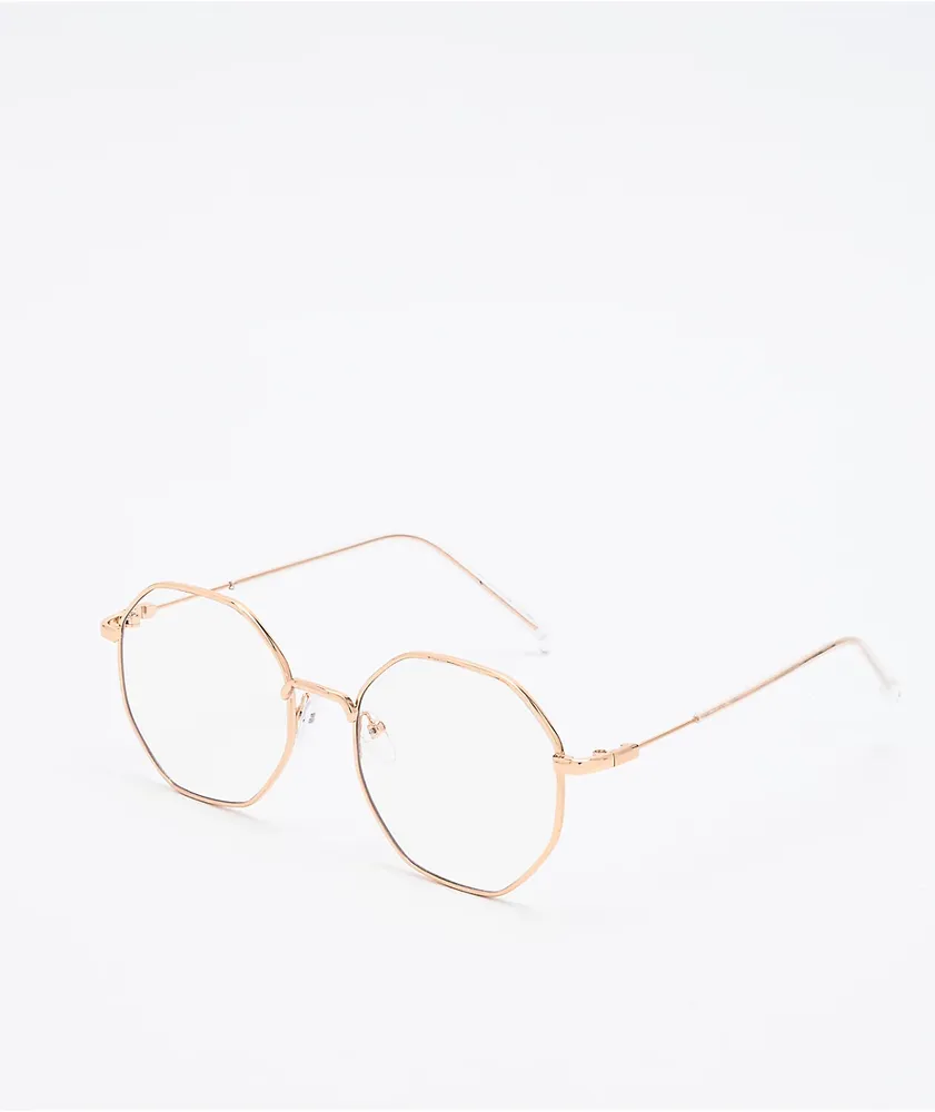 Empyre Zeb Gold & Clear Hexagon Sunglasses | Hamilton Place