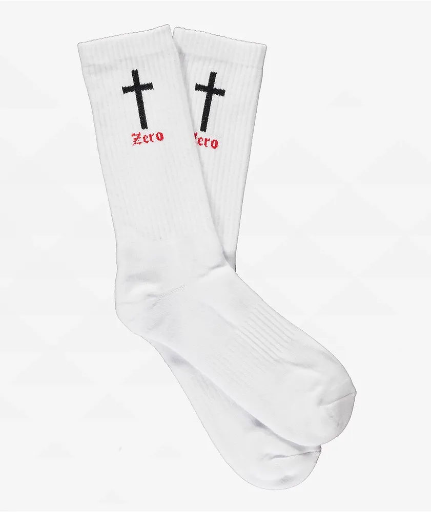 Zero Cross White Crew Socks | Hamilton Place