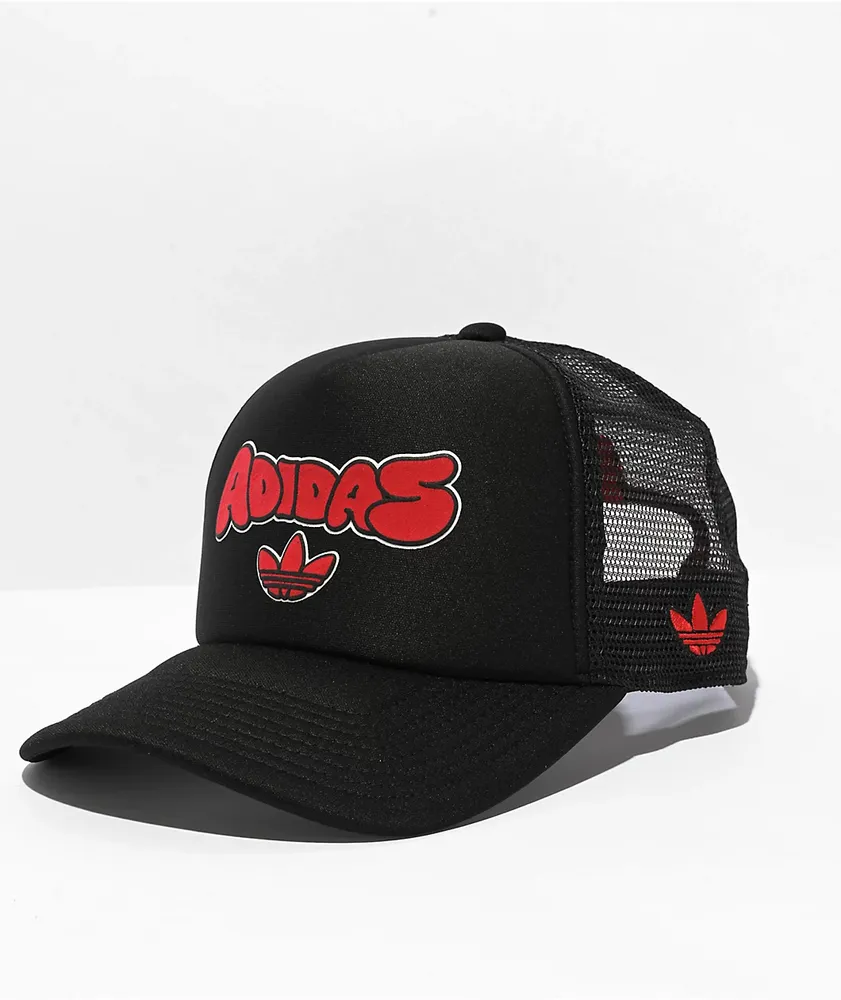 Adidas Originals Street Black & Scarlet Trucker Hat | Hamilton Place