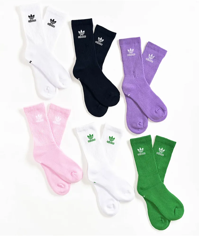 Adidas Originals Trefoil 6 Pack Multi Crew Socks | Hamilton Place