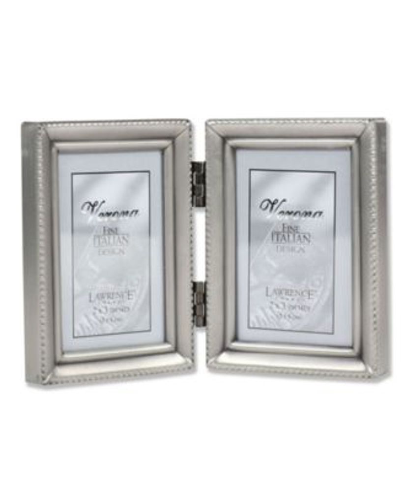 Lawrence Frames Antique Pewter Hinged Double Picture Frame - Beaded ...