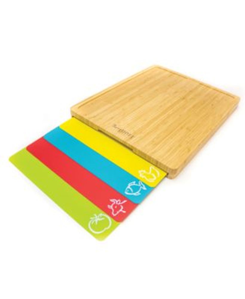 BergHOFF Bamboo Cutting Board and 4 Multi-Colored Inserts Set, 5 Piece ...