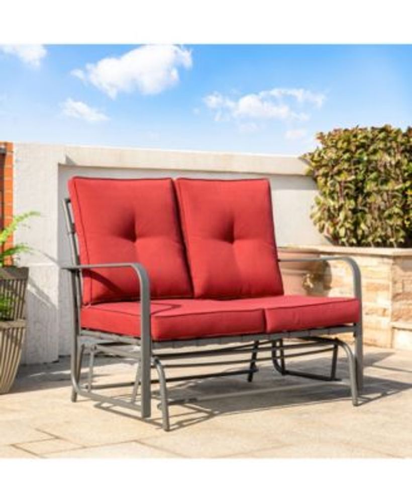 Glitzhome Outdoor Patio Loveseat Glider Chair with Cushions | Mall of ...
