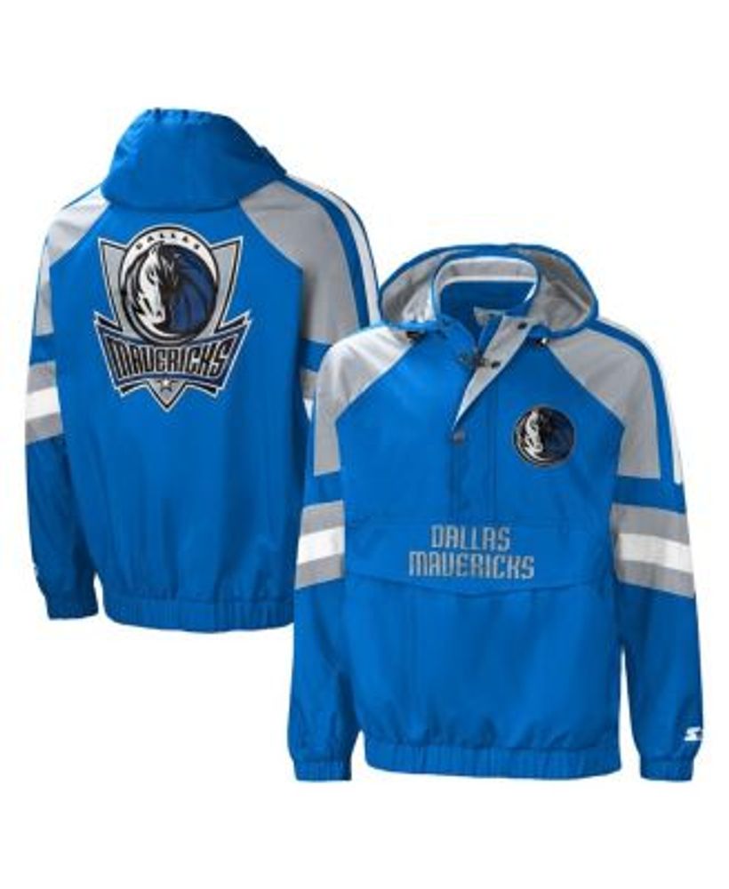 Starter Men's Blue, Gray Dallas Mavericks The Pro II Half-Zip Jacket ...