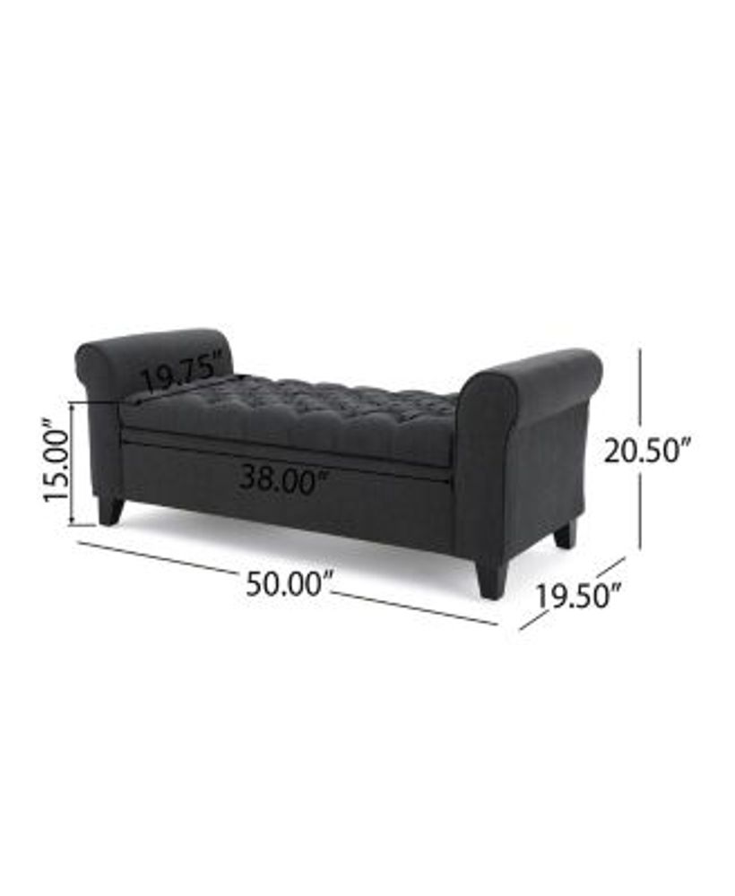 Noble House Keiko Contemporary Rolled Arm Storage Ottoman Bench Mall