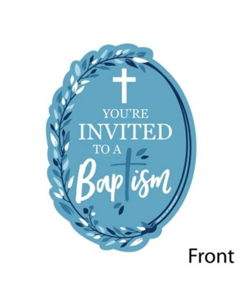 Big Dot of Happiness Baptism Blue Elegant Cross - Shaped Fill-in ...
