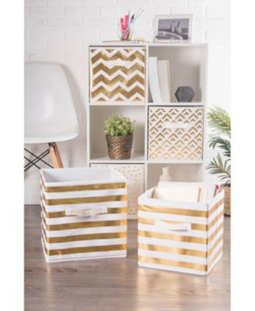 Design Imports Non-woven Polyester Cube Chevron Square Set of 2 | Mall ...