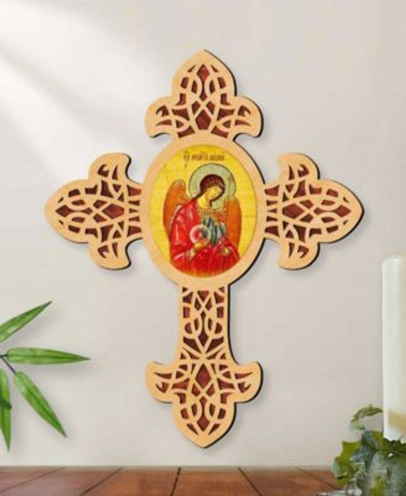 Designocracy Inspirational Archangel Michael Wooden Pointy Cross | Mall ...