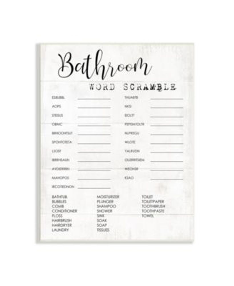 Stupell Industries Bathroom Word Scramble Fun Family Word Design Wall ...