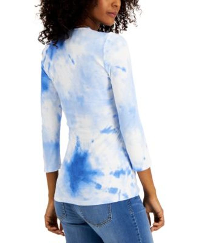INC International Concepts Women's Ribbed Tie-Dye Top, Created for Macy ...