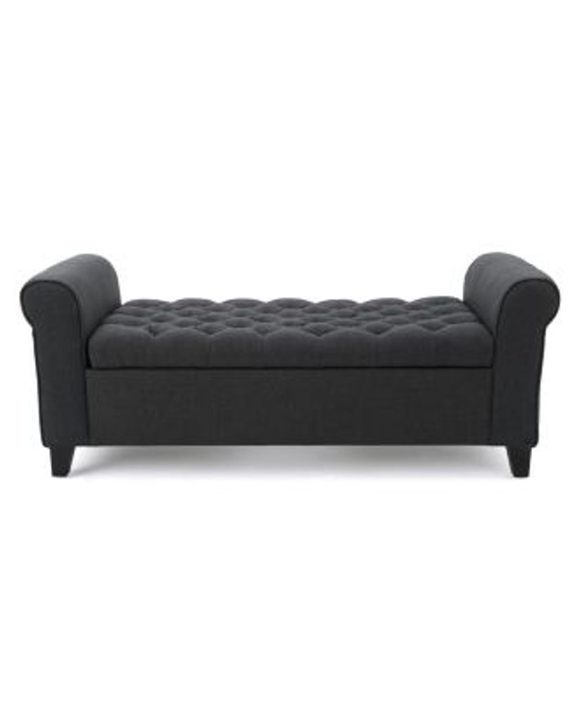 Noble House Keiko Contemporary Rolled Arm Storage Ottoman Bench | Mall ...