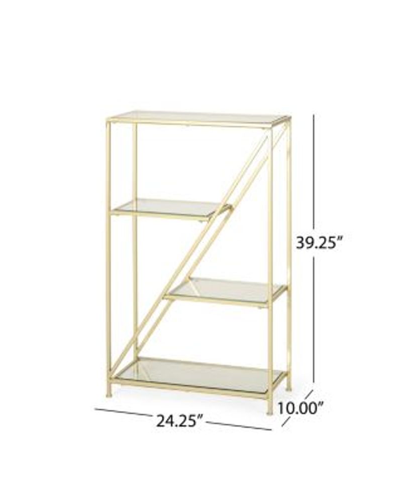 Noble House Kokesh Modern Glam 3 Shelf Asymmetrical Bookcase | Mall of ...