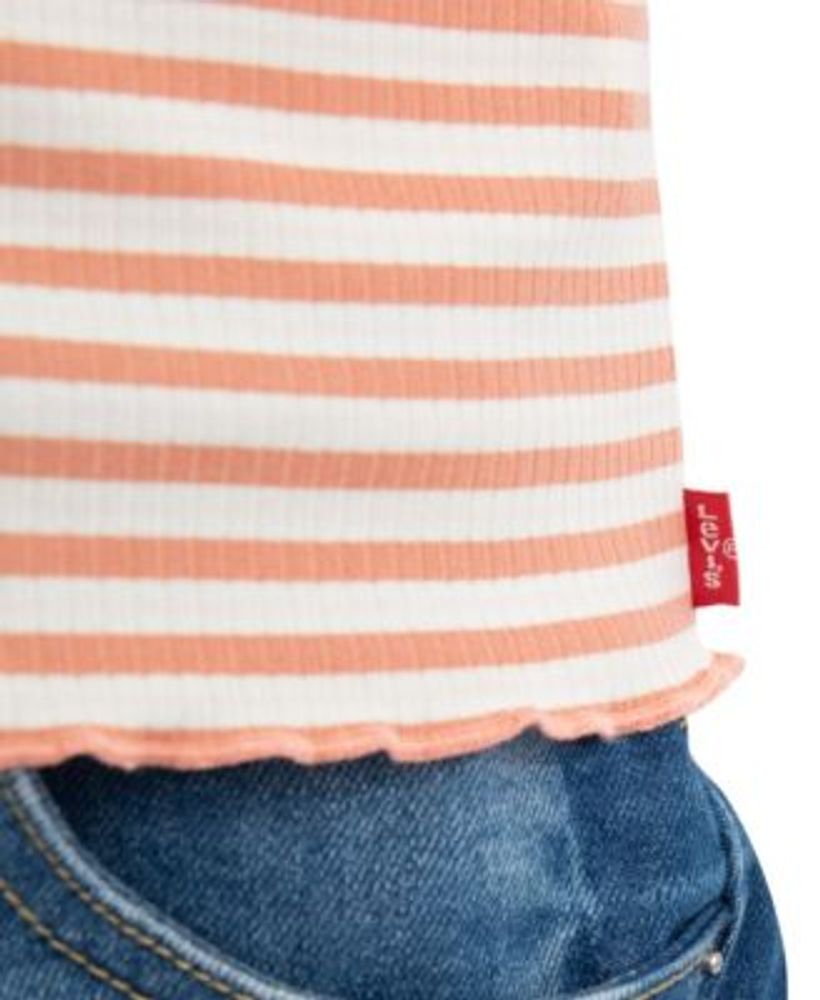 Levi's x Clements Twins Big Girls Long Sleeve Scoop Neck Rib Knit Top ...