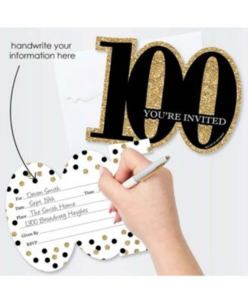 Big Dot Of Happiness Adult 100th Birthday Gold Shaped Fill In