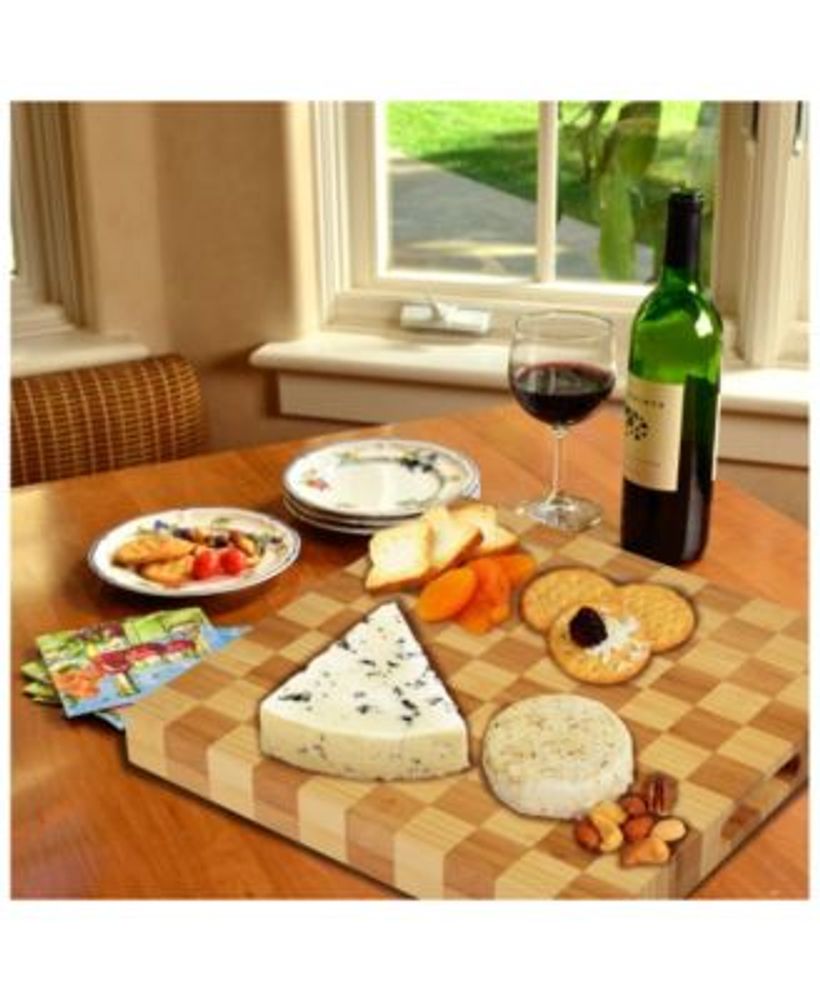 Picnic At Ascot Bamboo Checker Board Design Butcher Block Cheese Board ...