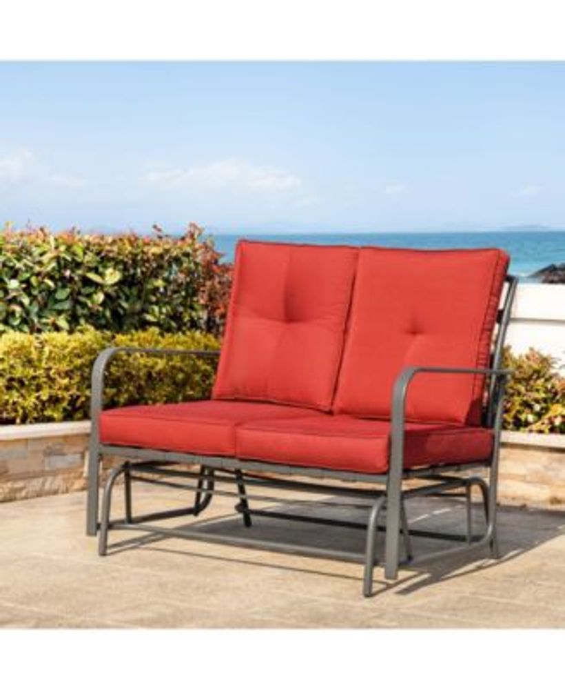 Glitzhome Outdoor Patio Loveseat Glider Chair with Cushions | Mall of ...