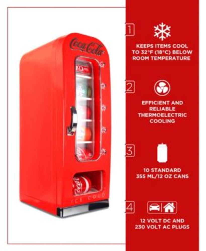 Koolatron Coca-Cola Retro-Like Vending Machine Style 10 Can Mini Fridge ...