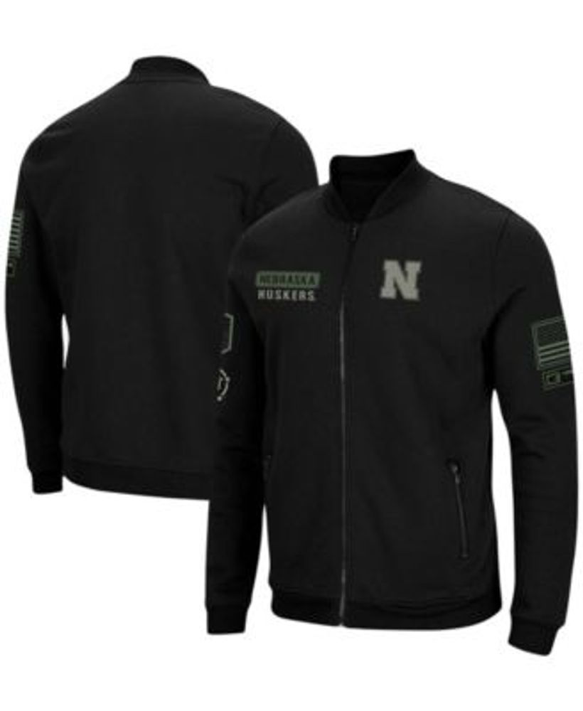Colosseum Men's Black Nebraska Huskers OHT Military-Inspired Appreciation High-Speed Bomber Full ...