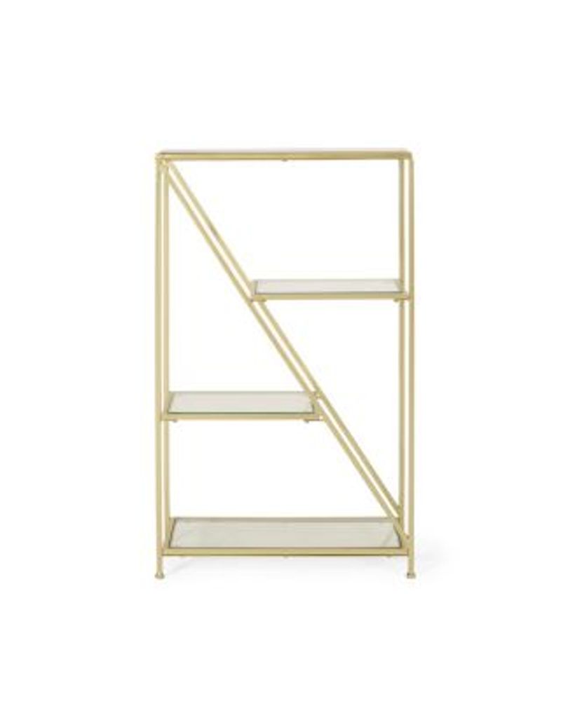 Noble House Kokesh Modern Glam 3 Shelf Asymmetrical Bookcase | Mall of ...
