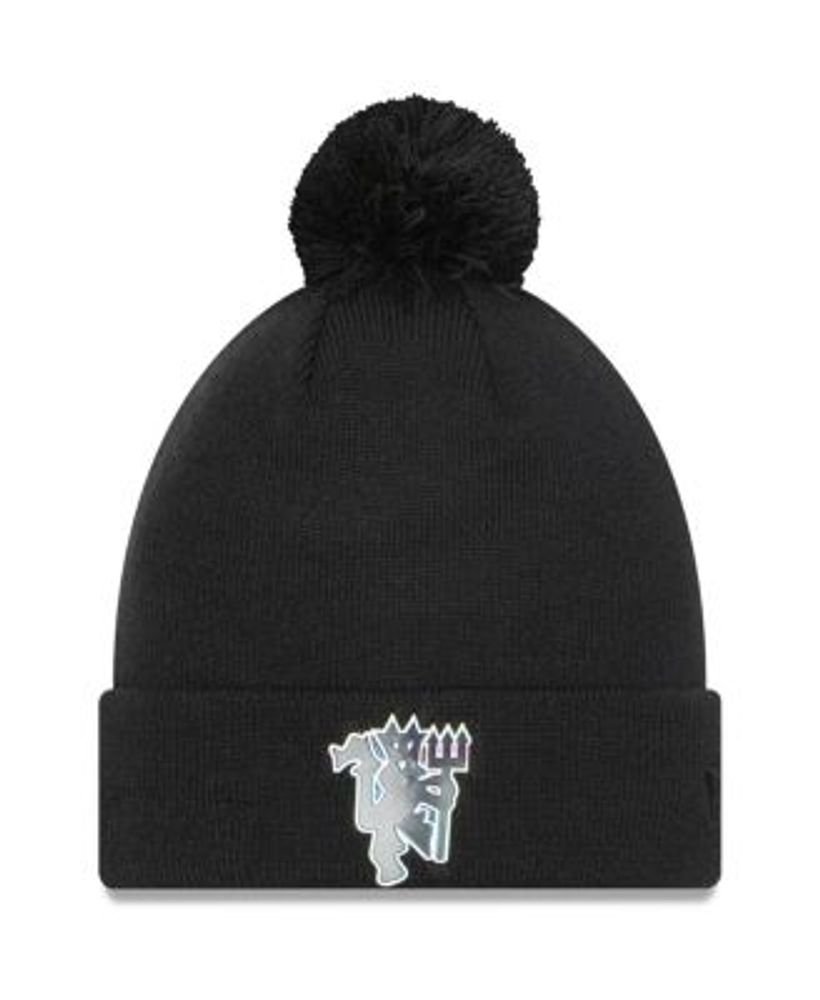 New Era Men's Black Manchester United Iridescent Cuffed Knit Hat with ...