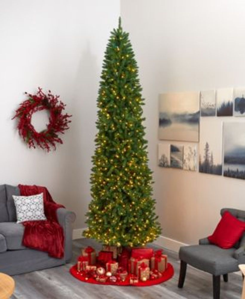 Nearly Natural Slim Green Mountain Pine Artificial Christmas Tree with ...